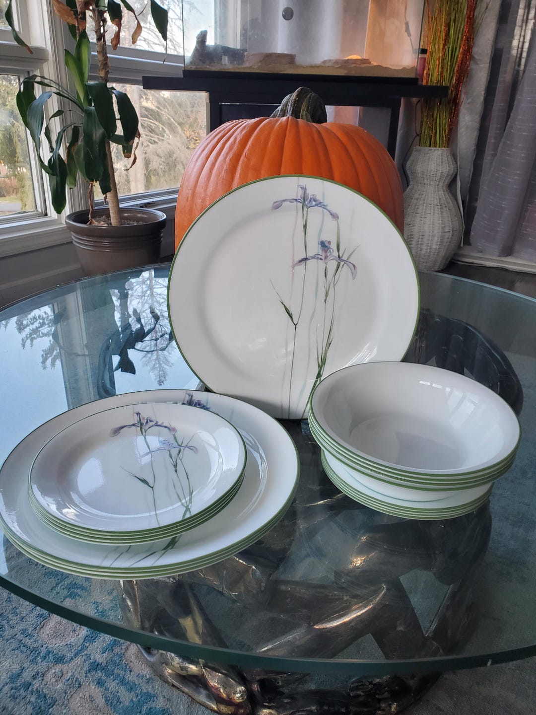 Corelle Shadow Iris Set Plates and Bowls - Etsy