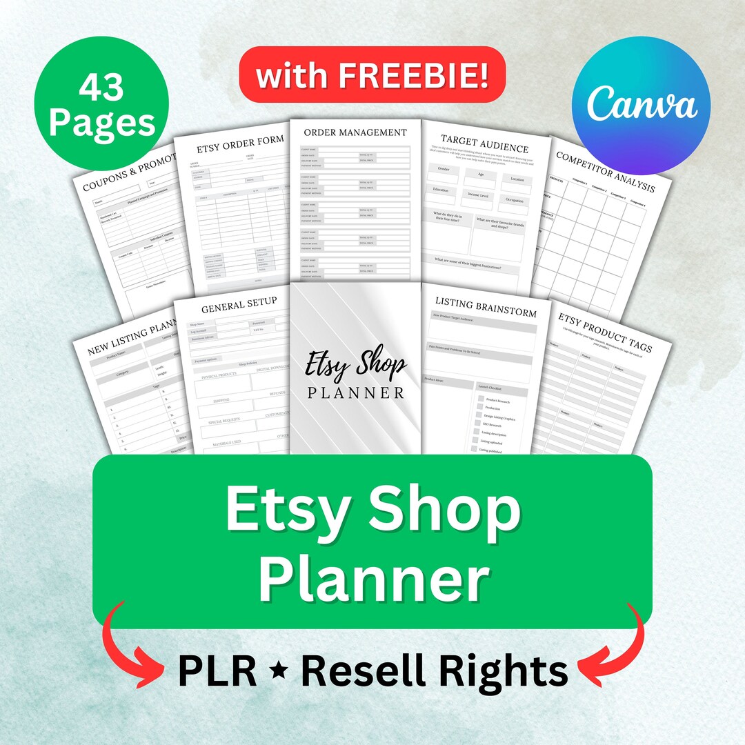 PLR Digital Products, Etsy Shop Seller Kit Template, PLR Planner Master ...