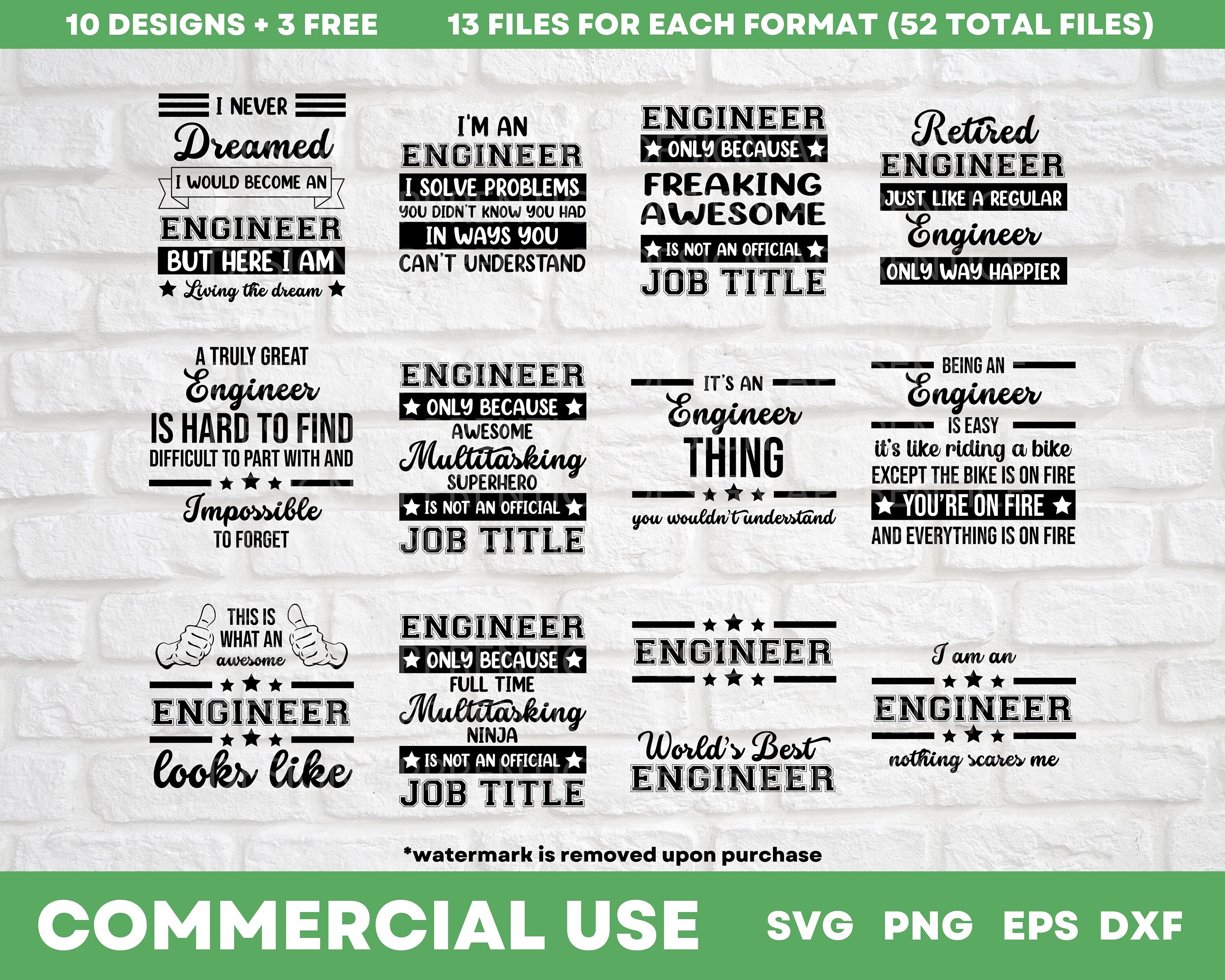Engineer Svg Bundle Set, Work Appreciation Gift, Occupation, Job Title ...