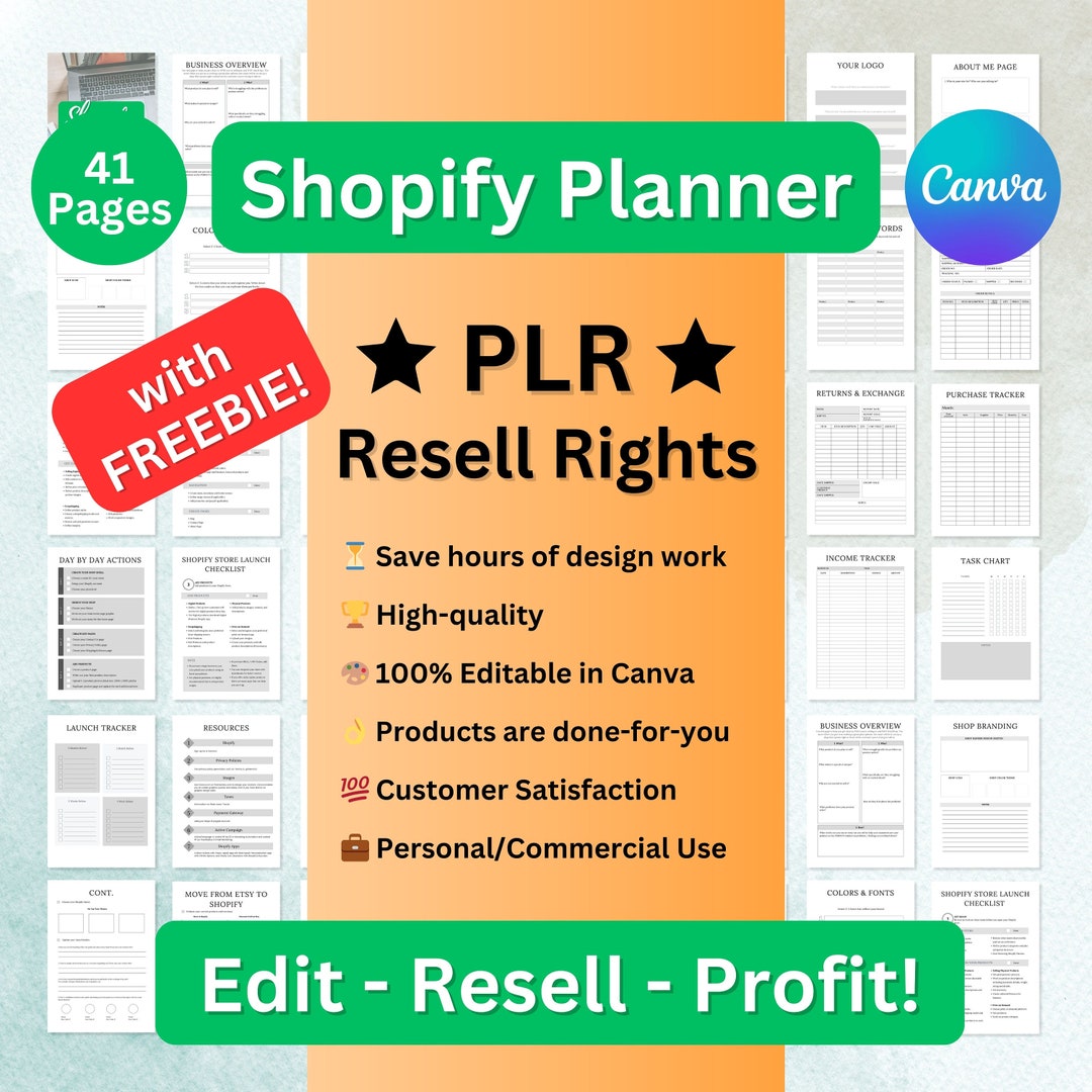 Shopify Planner, Online Shop Seller Kit Template, PLR Planner Master ...