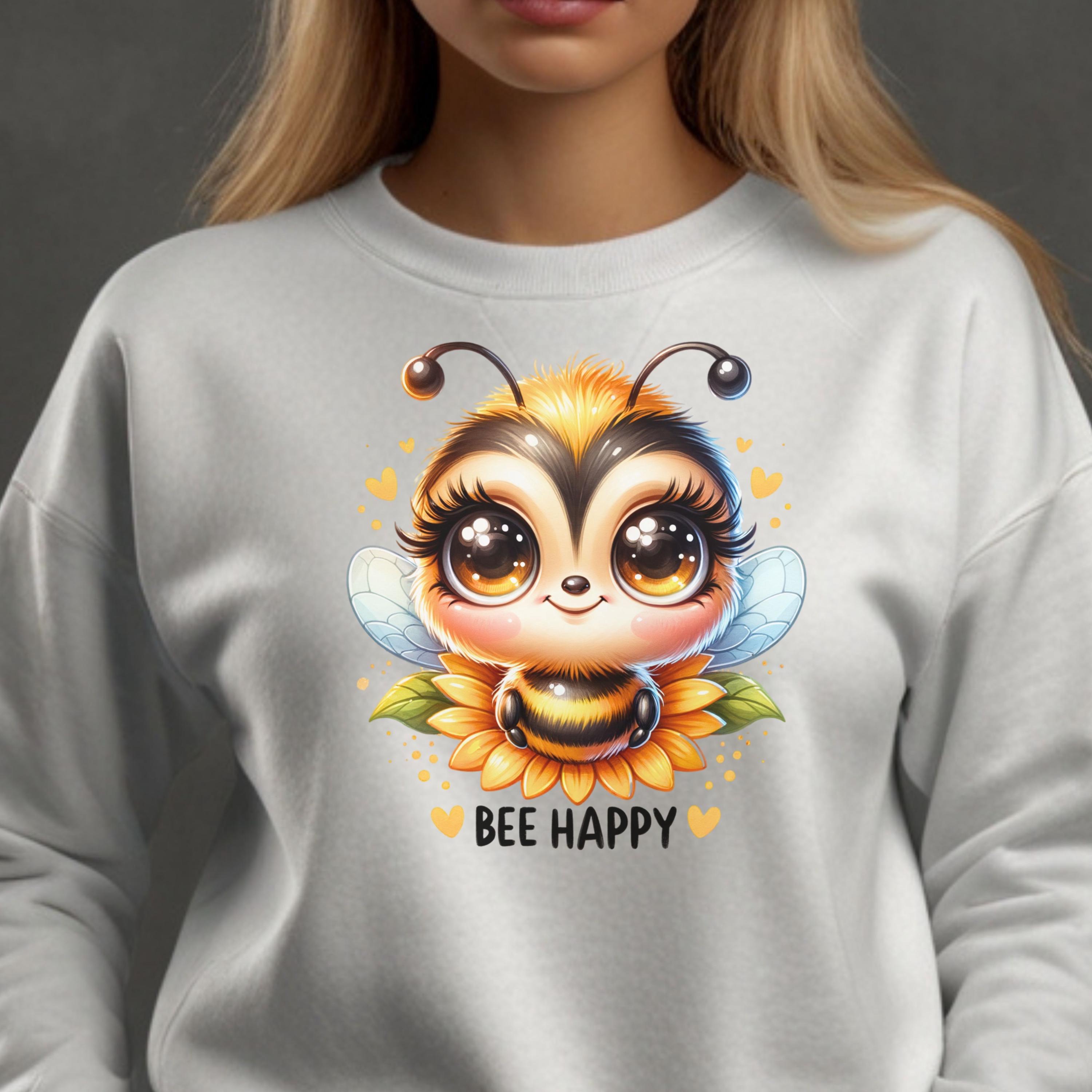Bee Happy PNG, Sunflower Bumblebees Clipart, Positivity Digital ...