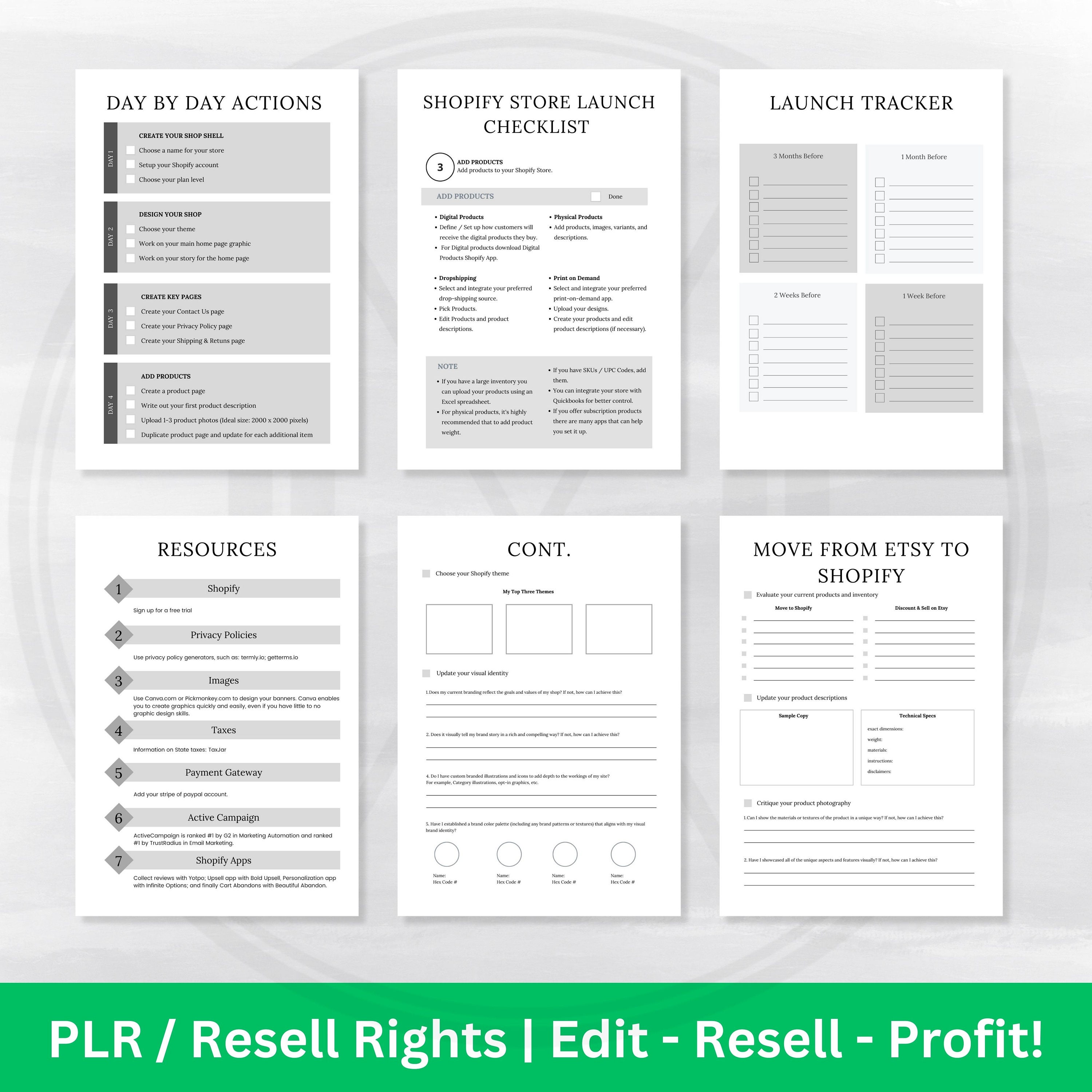 PLR Shopify Planner, Online Shop Seller Kit Template, PLR Planner ...