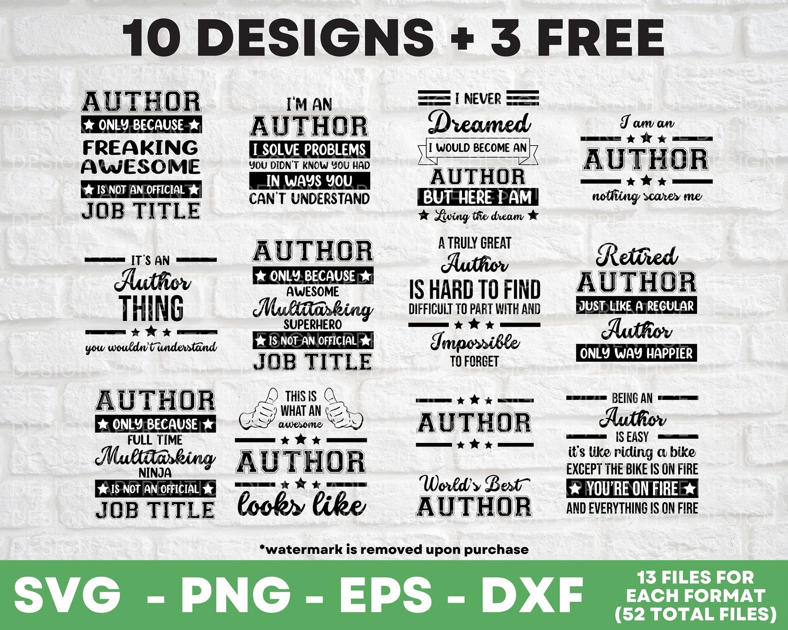 Author Svg Bundle Set, 10 Designs 3 Free, Funny Job Title, Profession ...