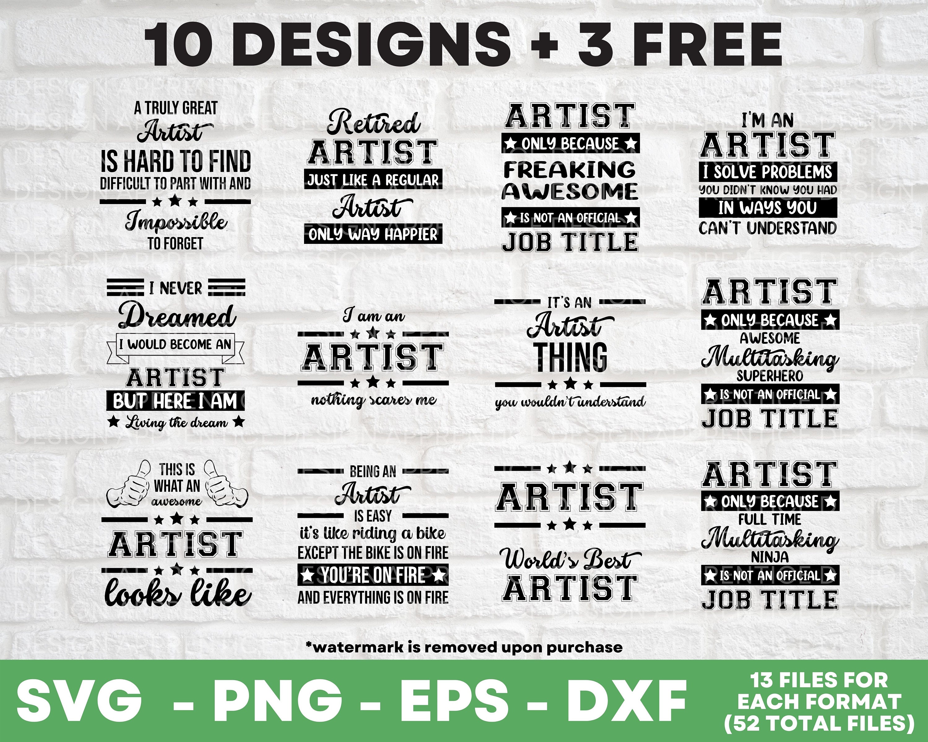 Artist Svg Bundle Set 10 Designs 3 Free Funny Job Title - Etsy