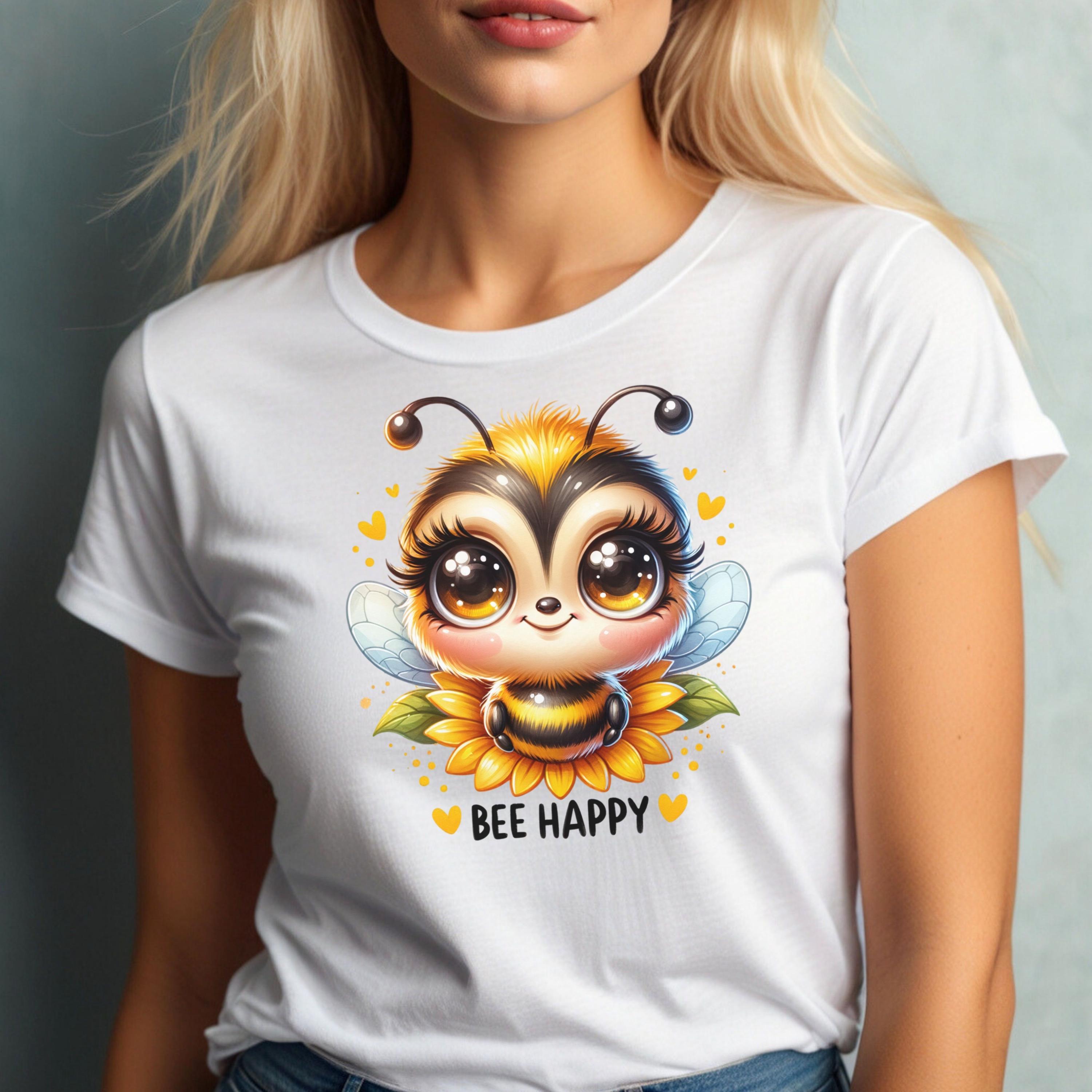 Bee Happy PNG, Sunflower Bumblebees Clipart, Positivity Digital ...