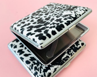 Pink Fuschia Leopard Print Animal Metal Wallet Stash Business Credit ...