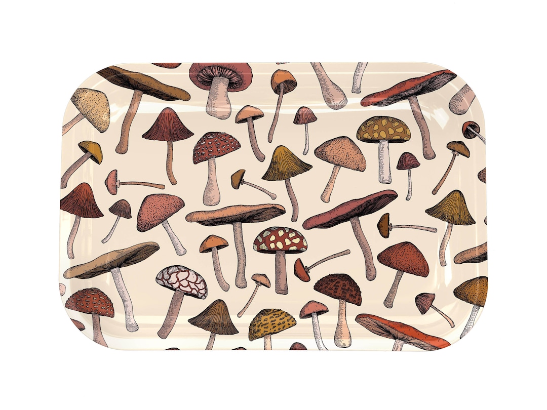 11"x7" Nature Mushroom Rolling Tray | Metal Rolling Tray - Etsy