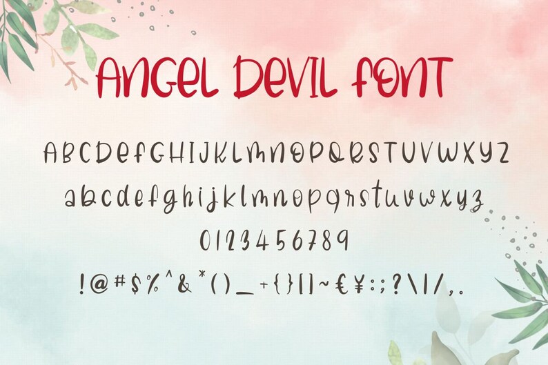 Angel Devil Font Handwriting Font Outline Font OTF Font - Etsy