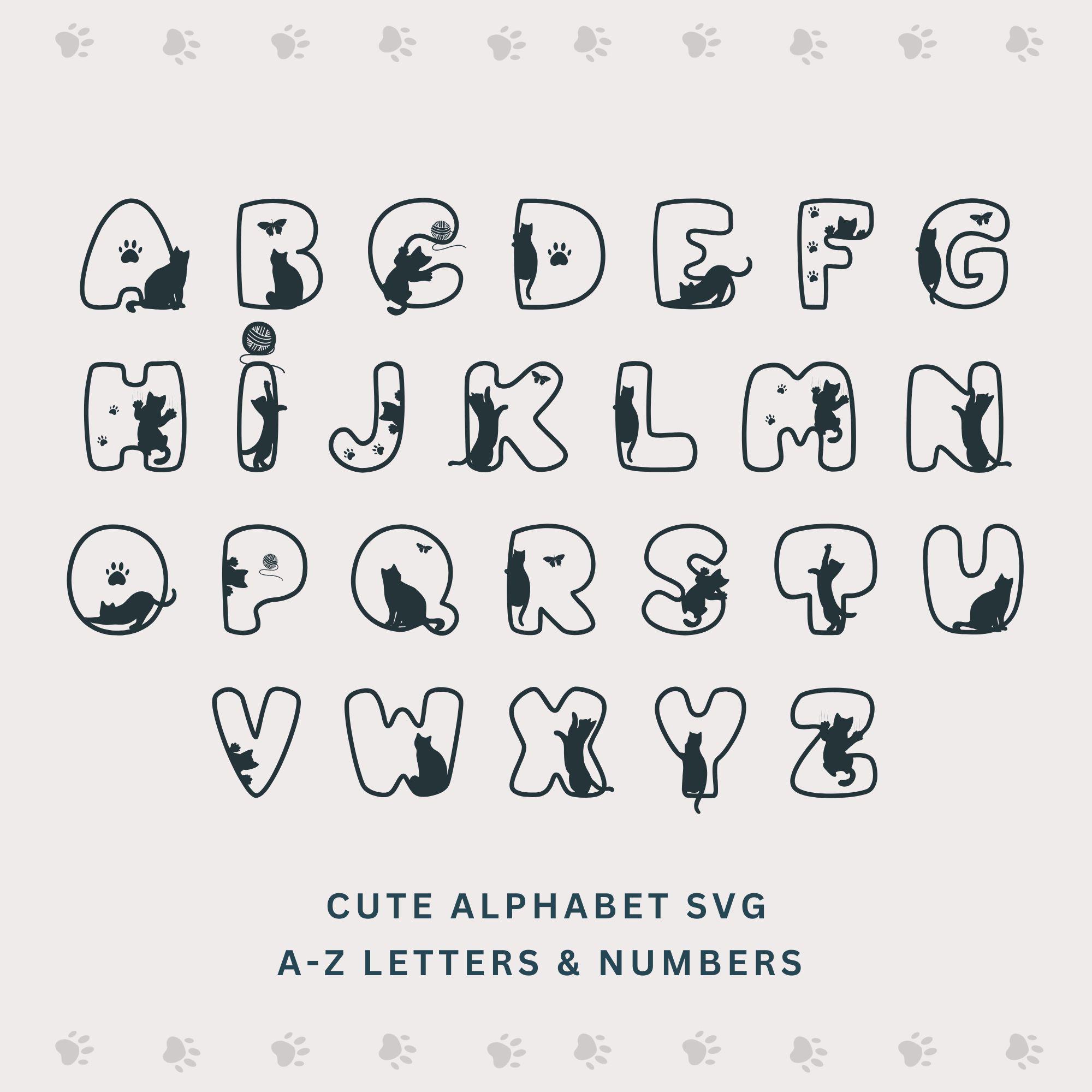 Cat Club Alphabet SVG, Kitty Font for Cricut, Pet Lover Letters ...