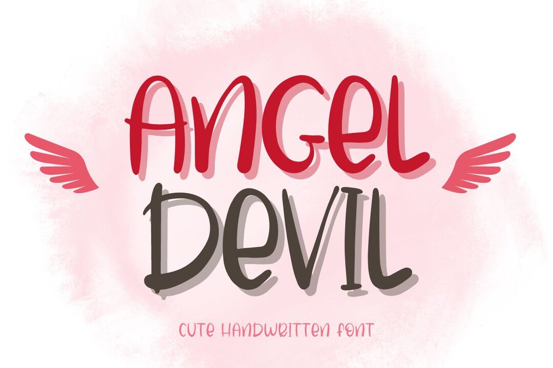 Angel Devil Font Handwriting Font, Outline Font, OTF Font, TTF Font ...