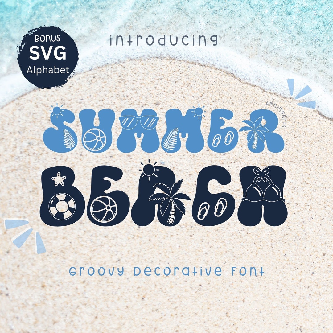 Summer Beach Font, Decorative Font, Fonts for Cricut, Alphabet SVG ...