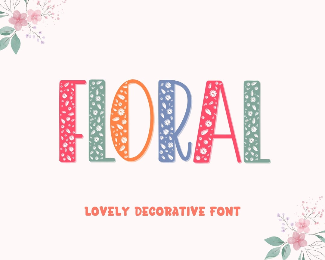Floral Flower Font, Cute Font, Decorative Font, Display Font, Canva ...