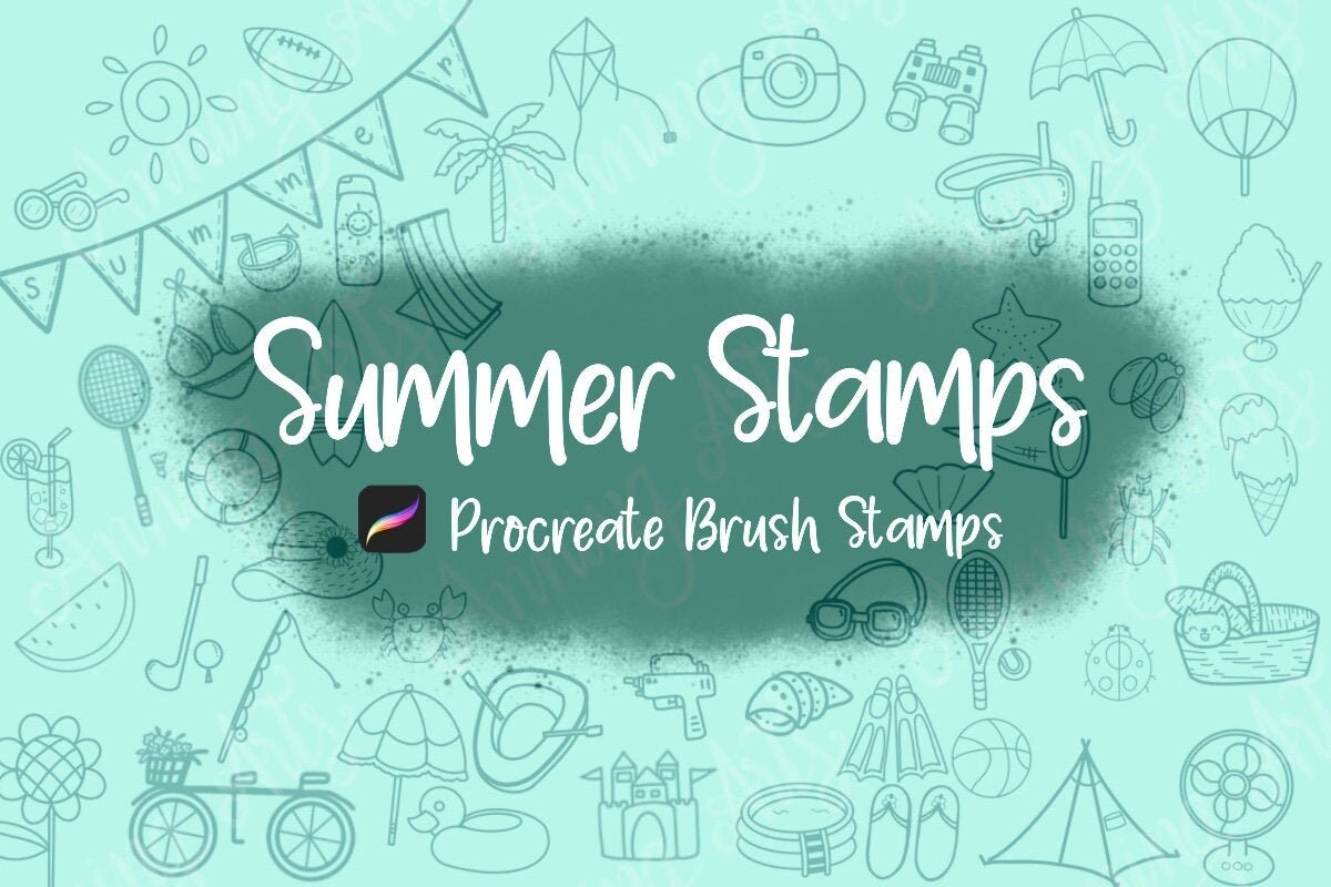 Drawing & Illustration Digital Summer Stamps for Procreate Doodle ...