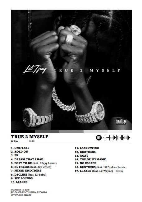 Lil Tjay True 2 Myself Album Poster Etsy