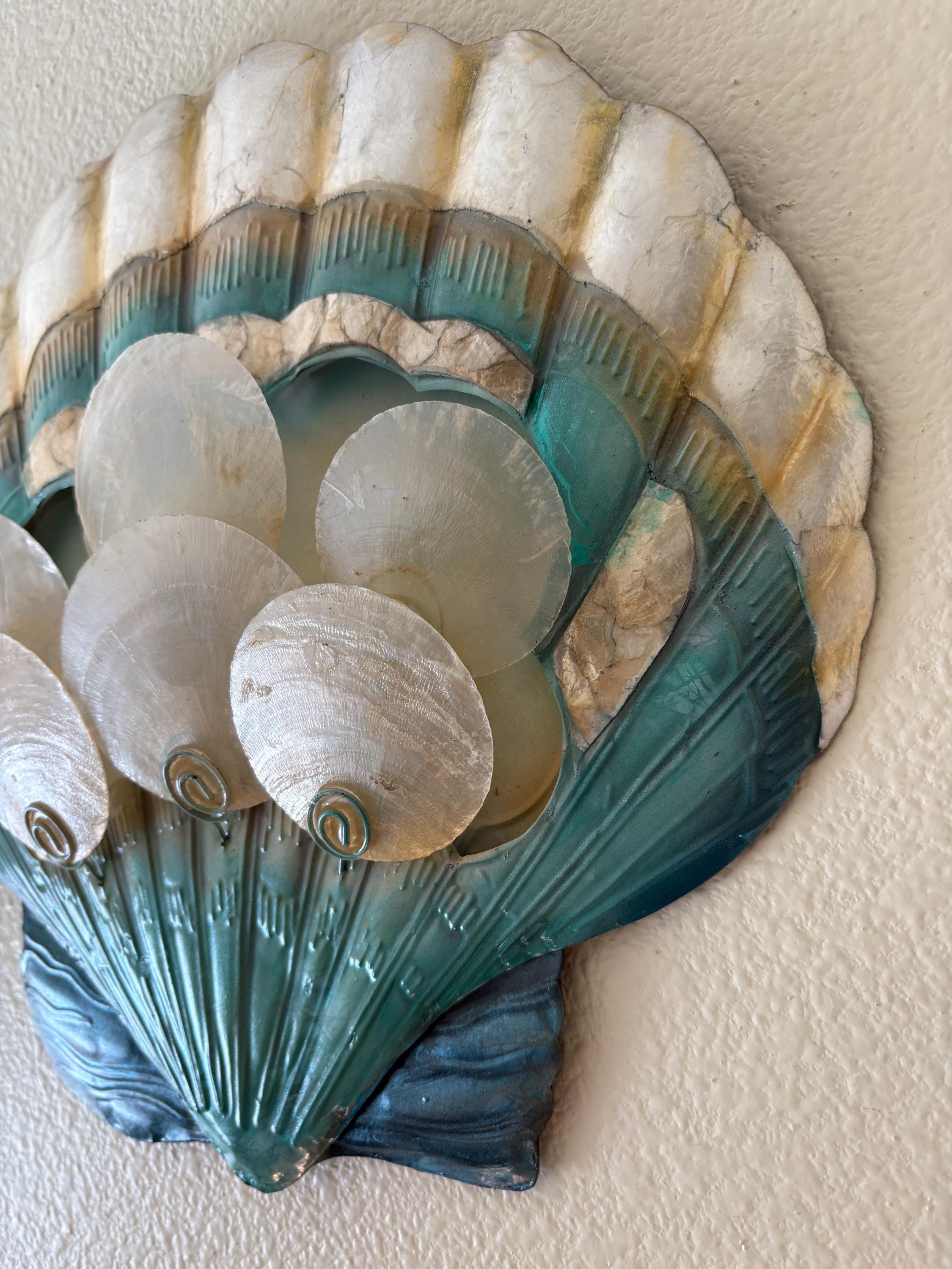 Metal Ocean Theme Metal Wall Art Wall Made Unique With Capiz Shells ...