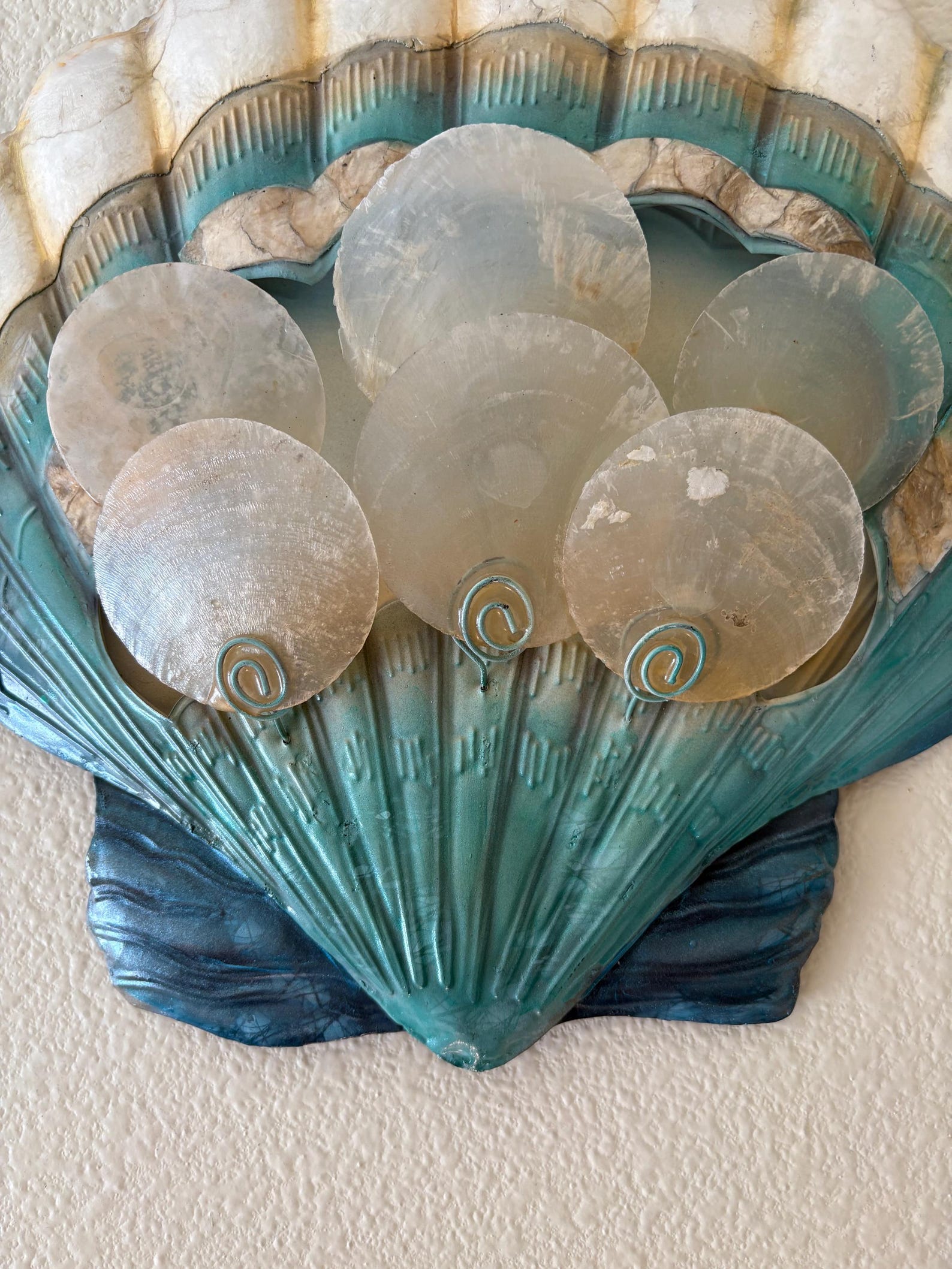 Metal Ocean Theme Metal Wall Art Wall Made Unique With Capiz Shells ...
