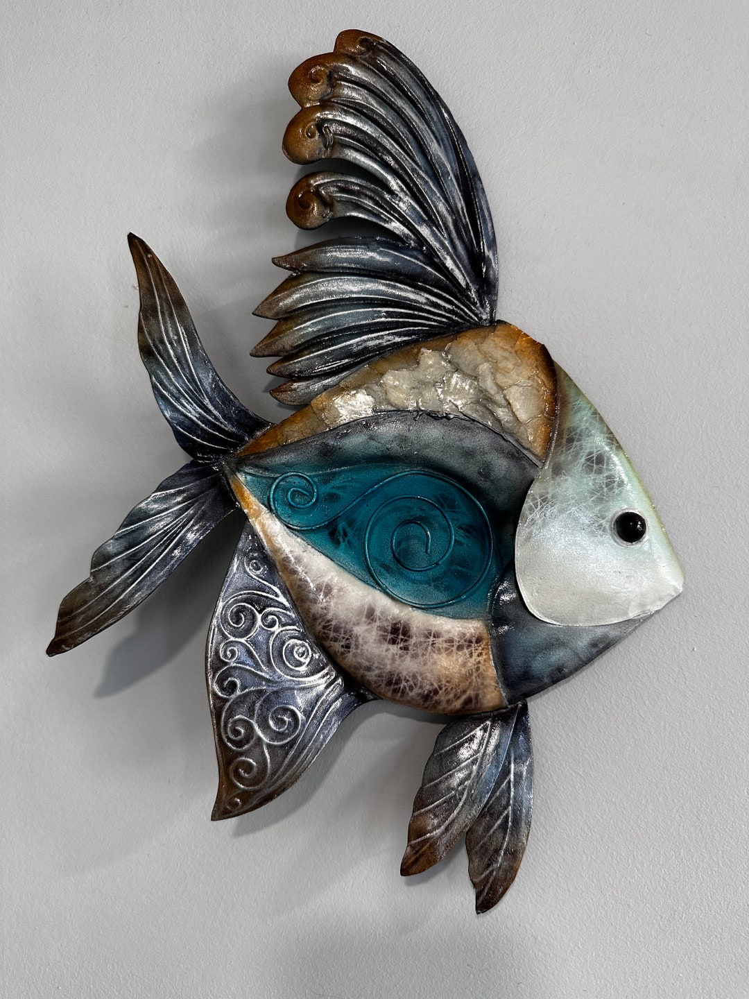 Tropical Metal Wall Art Made Unique With Capiz Shells Patio Beach Home ...