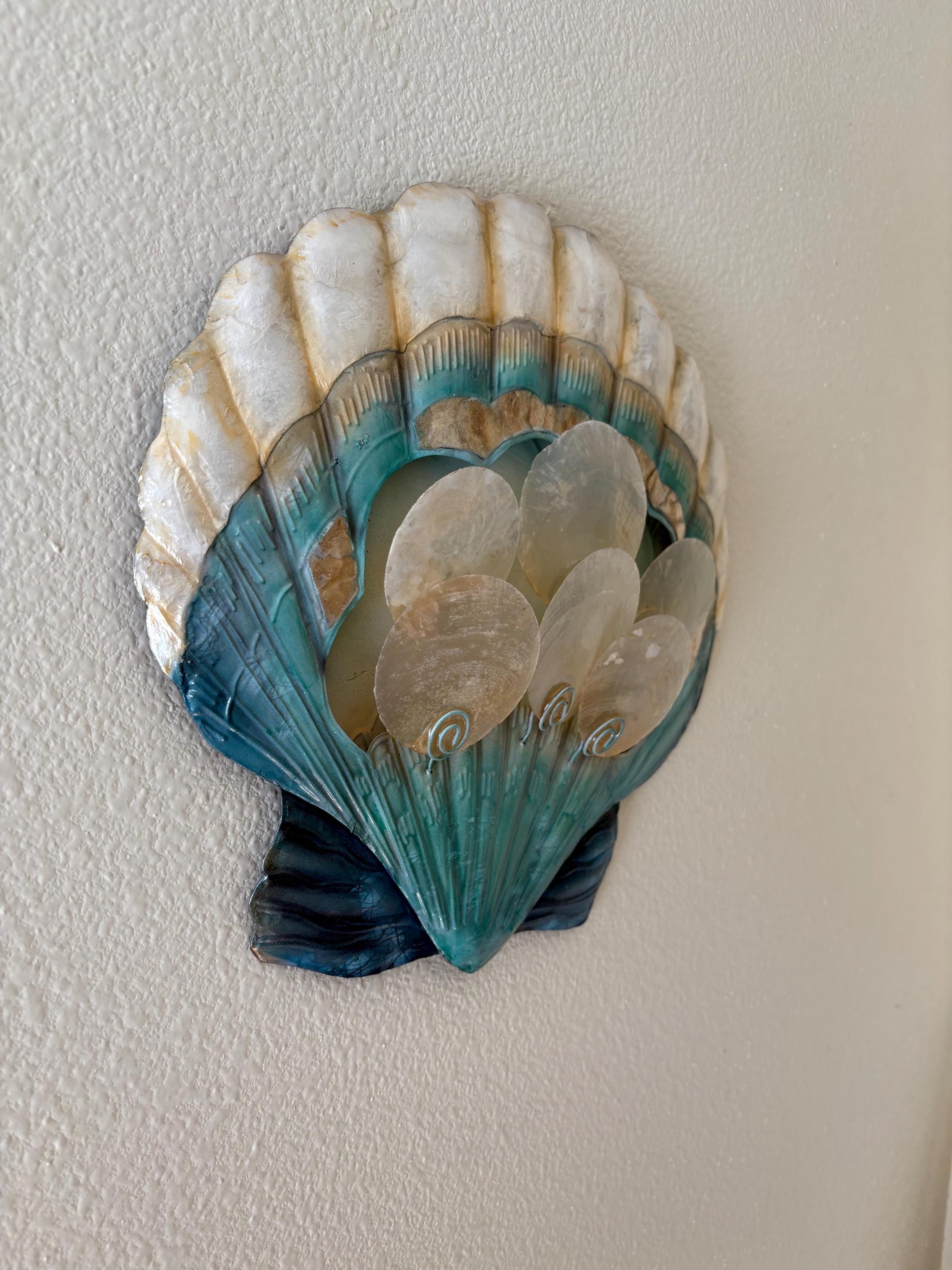 Metal Ocean Theme Metal Wall Art Wall Made Unique With Capiz Shells ...