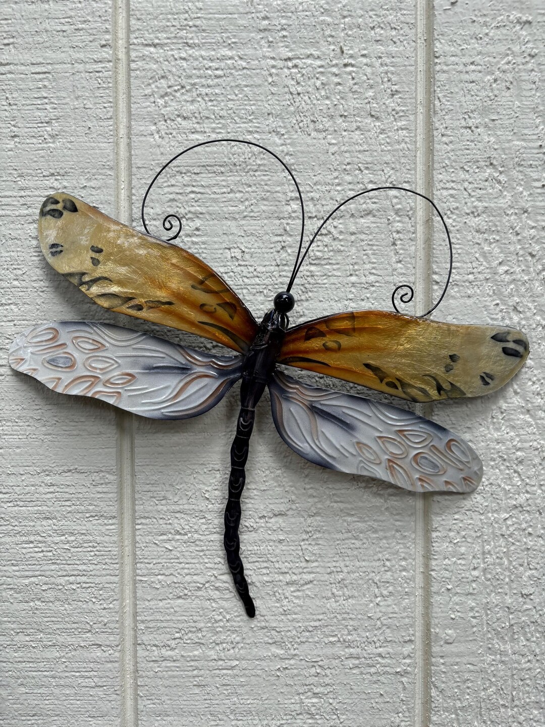 Dragonflies Metal Wall Art Made Unique With Capiz Shells Dragonfly Wall ...