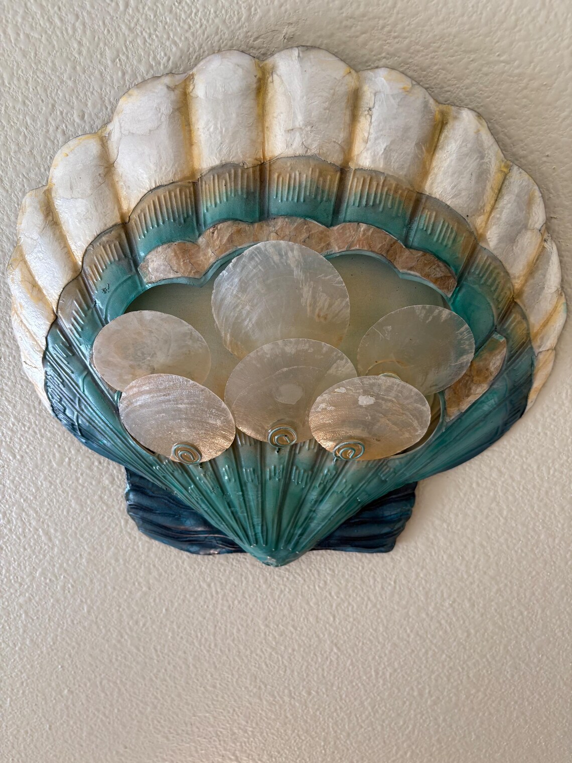 Metal Ocean Theme Metal Wall Art Wall Made Unique With Capiz Shells ...