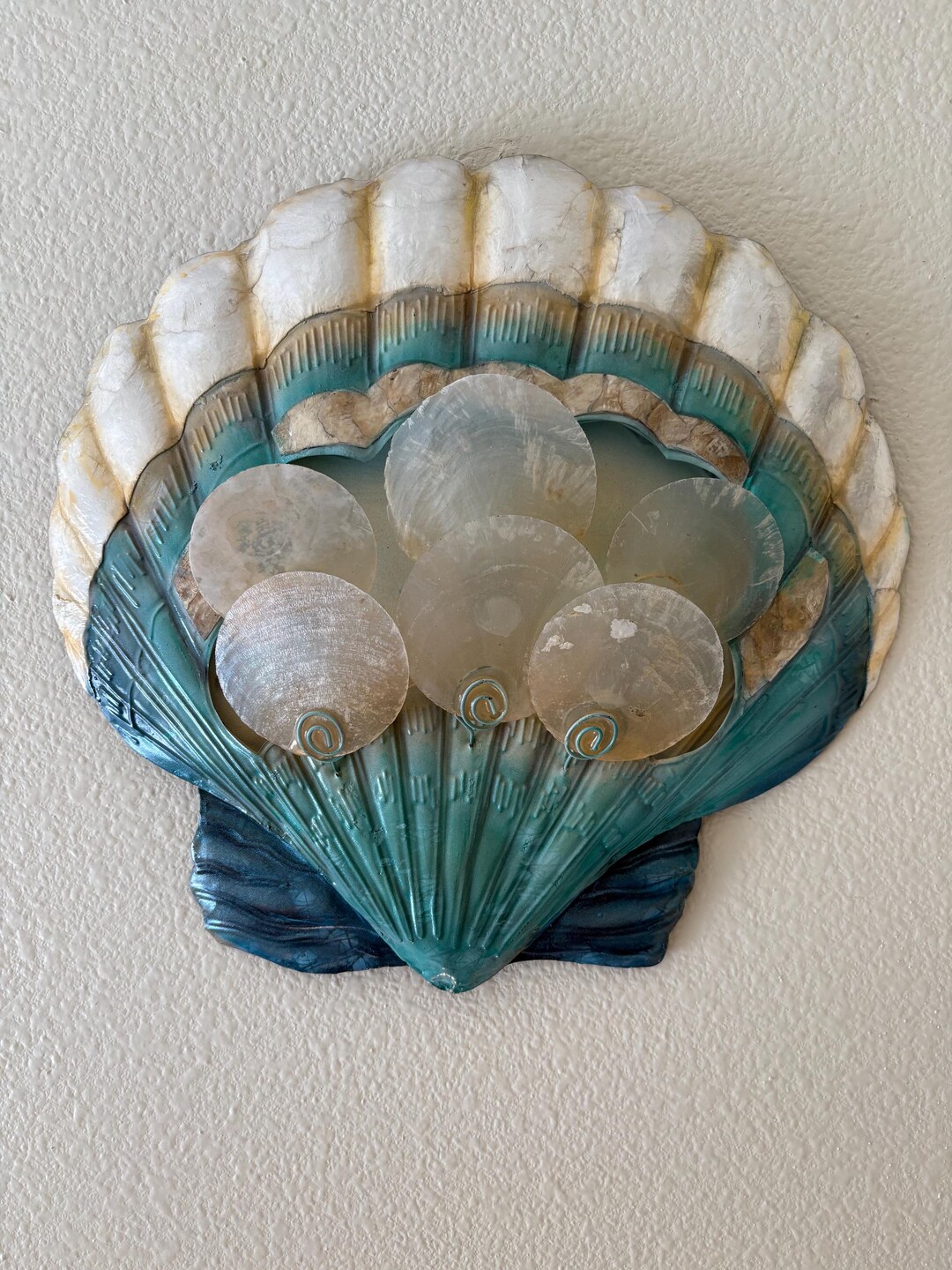 Metal Ocean Theme Metal Wall Art Wall Made Unique With Capiz Shells ...