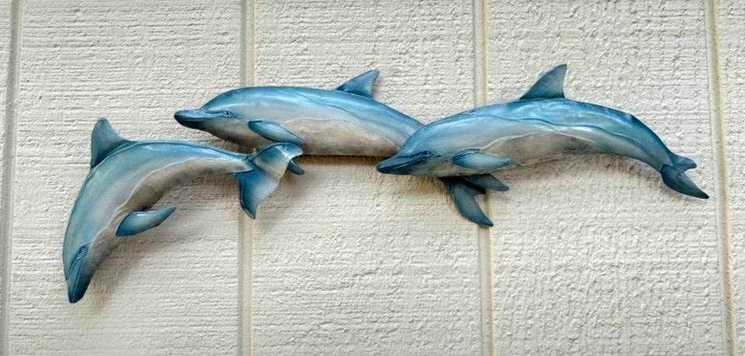Dolphin Metal Wall Art Nautical Home Decor Marine Life Made Unique With ...
