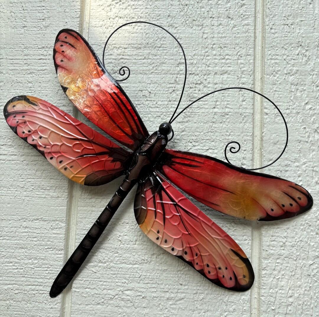 Dragonfly Metal Wall Art Made Unique With Capiz Shells Tropical Home ...