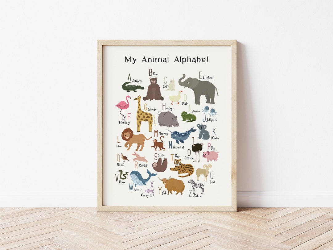 Animal Alphabet Poster ABC Poster Printable Nursery Wall - Etsy UK