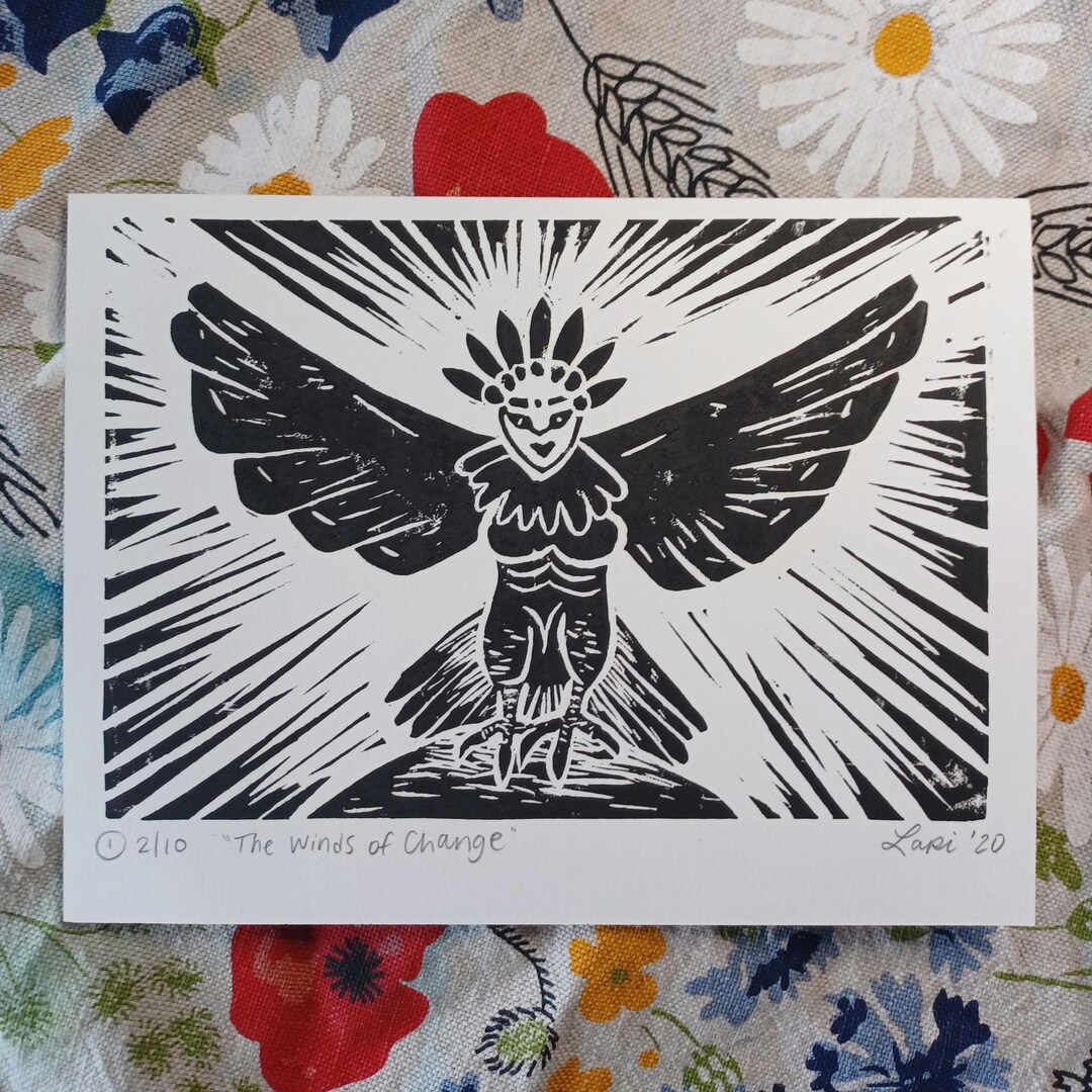 Harpy Eagle Linocut Print: Divine Feminine Art, Handmade Limited ...