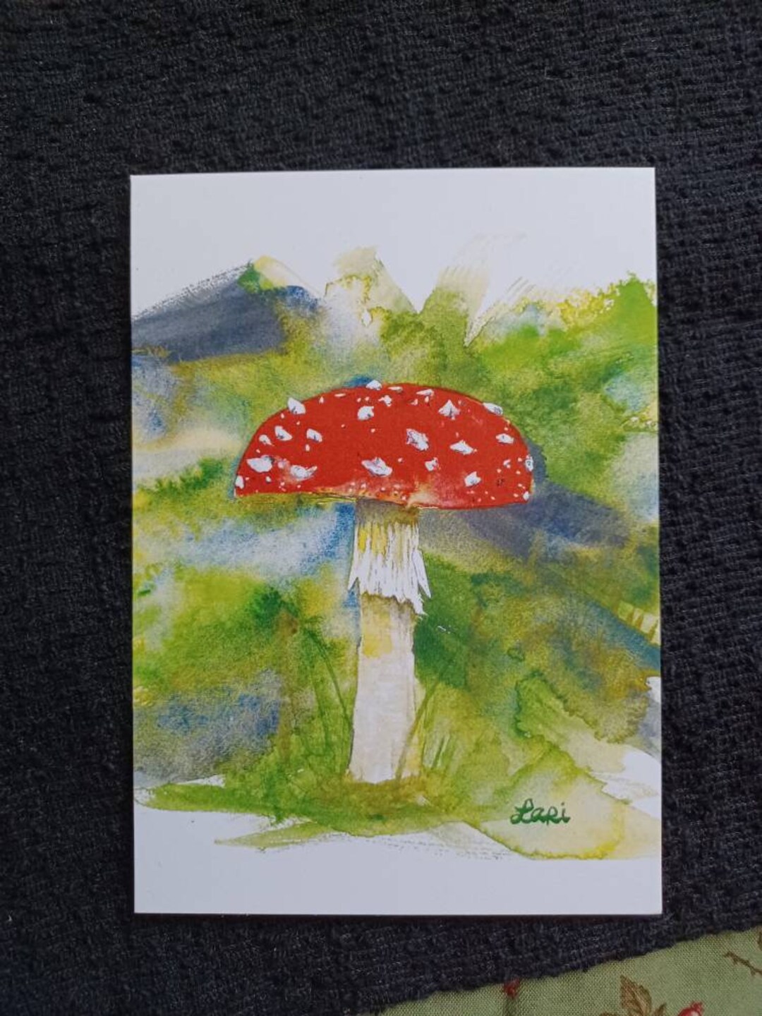 Amanita Muscaria Toadstool Art Print Original Art Colorful Home Decor