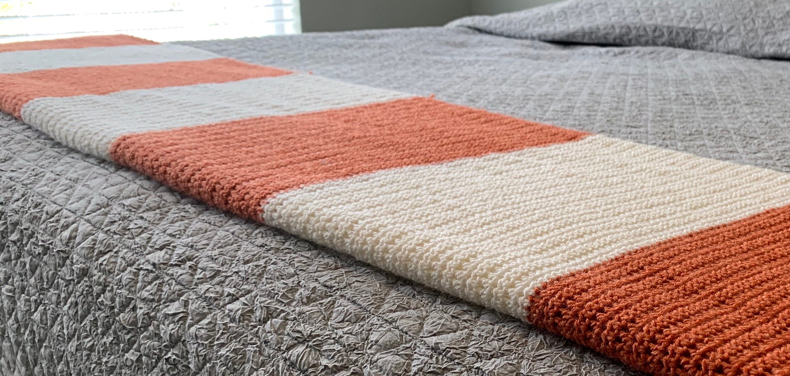 Crochet Throw Blanket Orange/ivory - Etsy