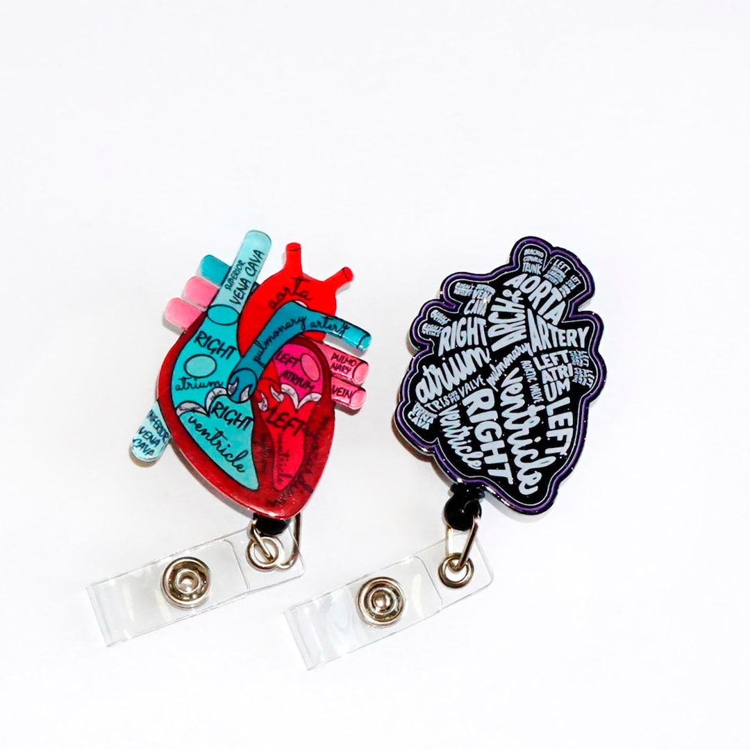 Anatomical Heart Badge Reel Retractable, Interchangeable Nurse Badge ...