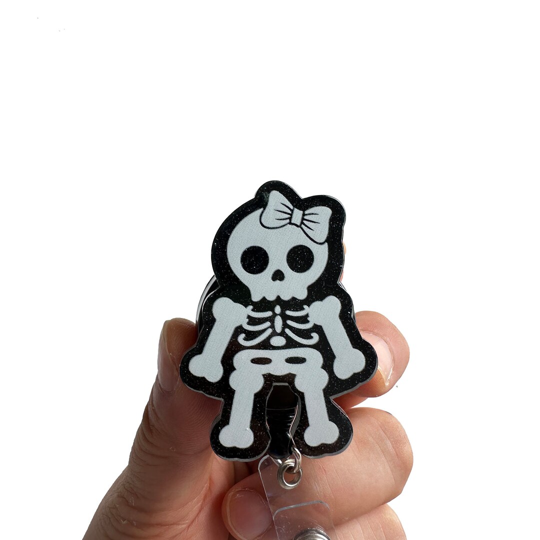 Cute Baby Girl Skeleton Badge Reel Retractable, Funny Badge Reel, X-ray ...