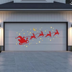 Santa's Sleigh Reindeer Silhouette Garage Magnets: Christmas Decor - Etsy