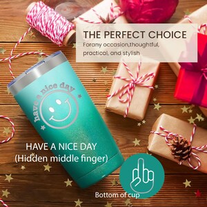 Humorous Stainless Steel Engraved Tumbler: Hidden Middle Finger ...