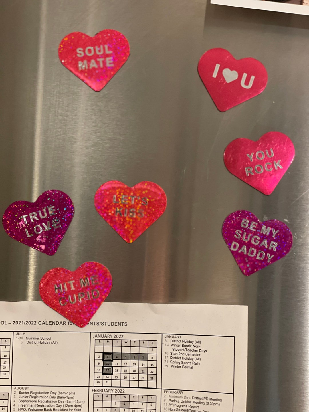 Personalized Conversation Candy Hearts Fridge Magnets | Hot Pink and ...