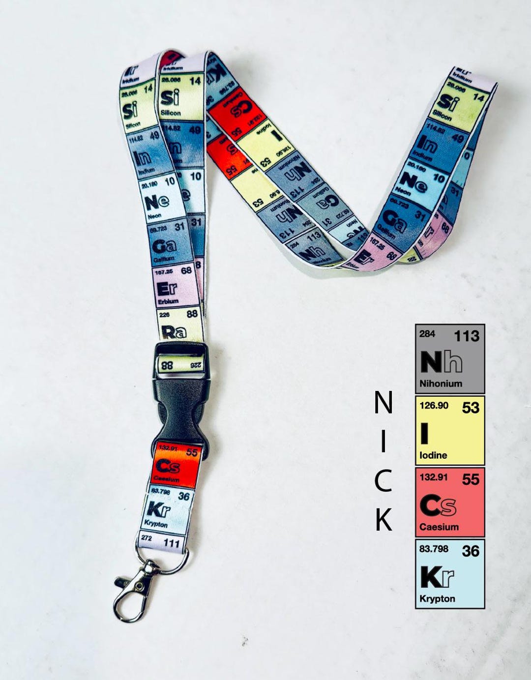 Custom Periodic Table Name Lanyard Personalized Science Lanyard for ...