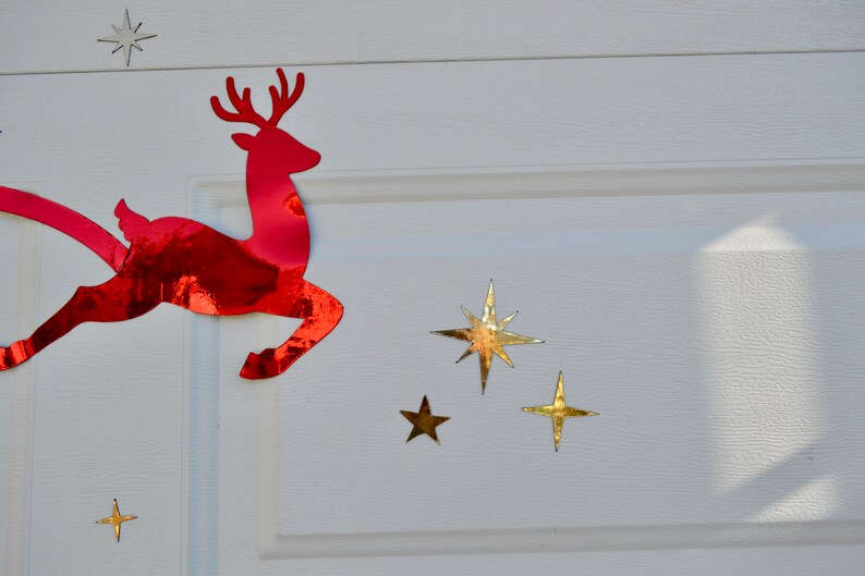 Santa's Sleigh Reindeer Silhouette Garage Magnets: Christmas Decor - Etsy