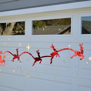 Santa's Sleigh Reindeer Silhouette Garage Magnets: Christmas Decor - Etsy