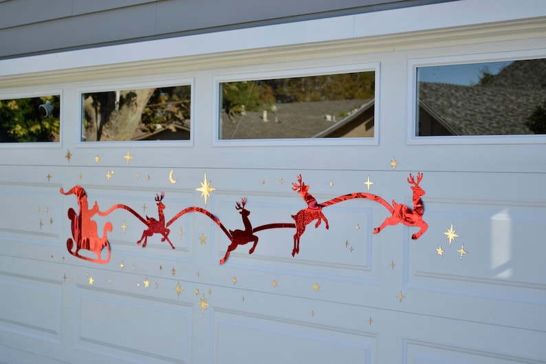 Santa's Sleigh Reindeer Silhouette Garage Magnets: Christmas Decor - Etsy