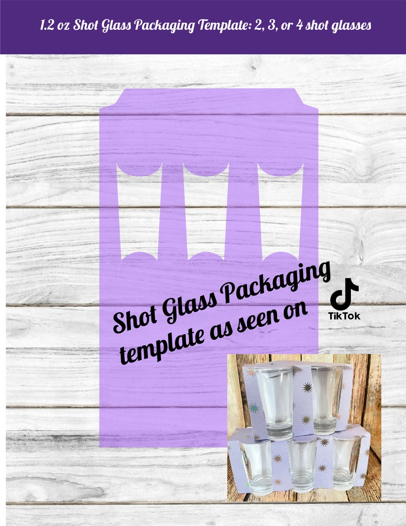 Shot Glass Box Template: 1.5 Oz Packaging for 2, 3, 4 Glasses (digital ...