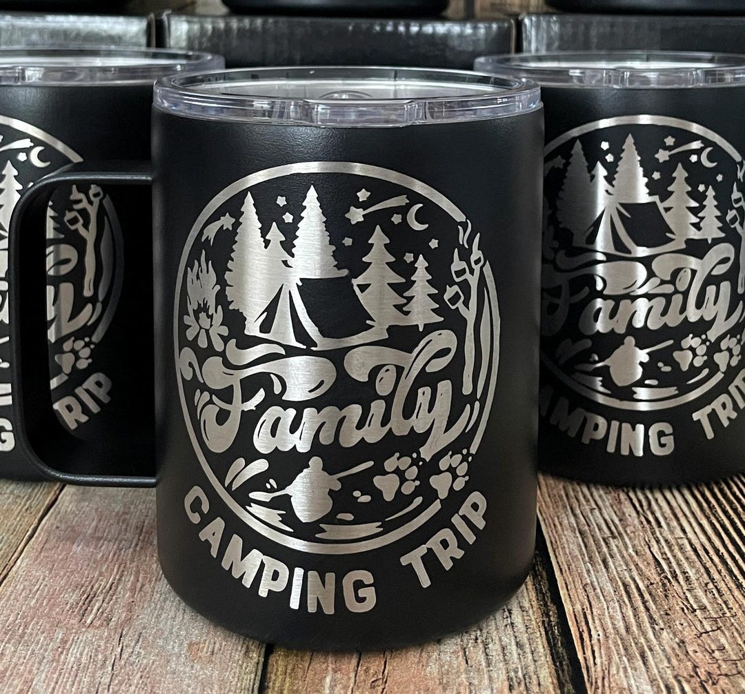 Engraved Family Camping Trip Coffee Mugs, Customized Etched Tumbler ...