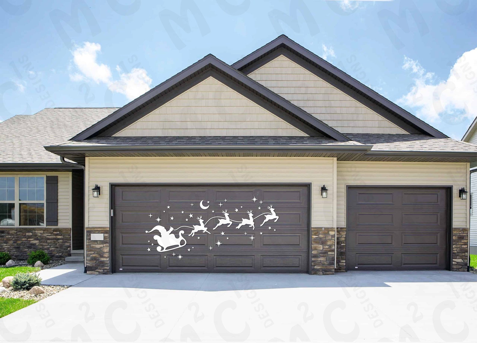 Santa's Sleigh Reindeer Silhouette Garage Magnets: Christmas Decor - Etsy