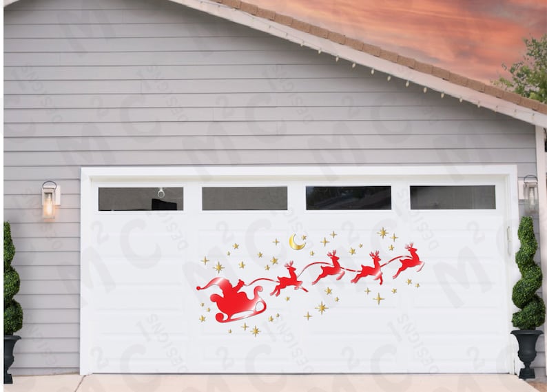 Santa's Sleigh Reindeer Silhouette Garage Magnets: Christmas Decor - Etsy