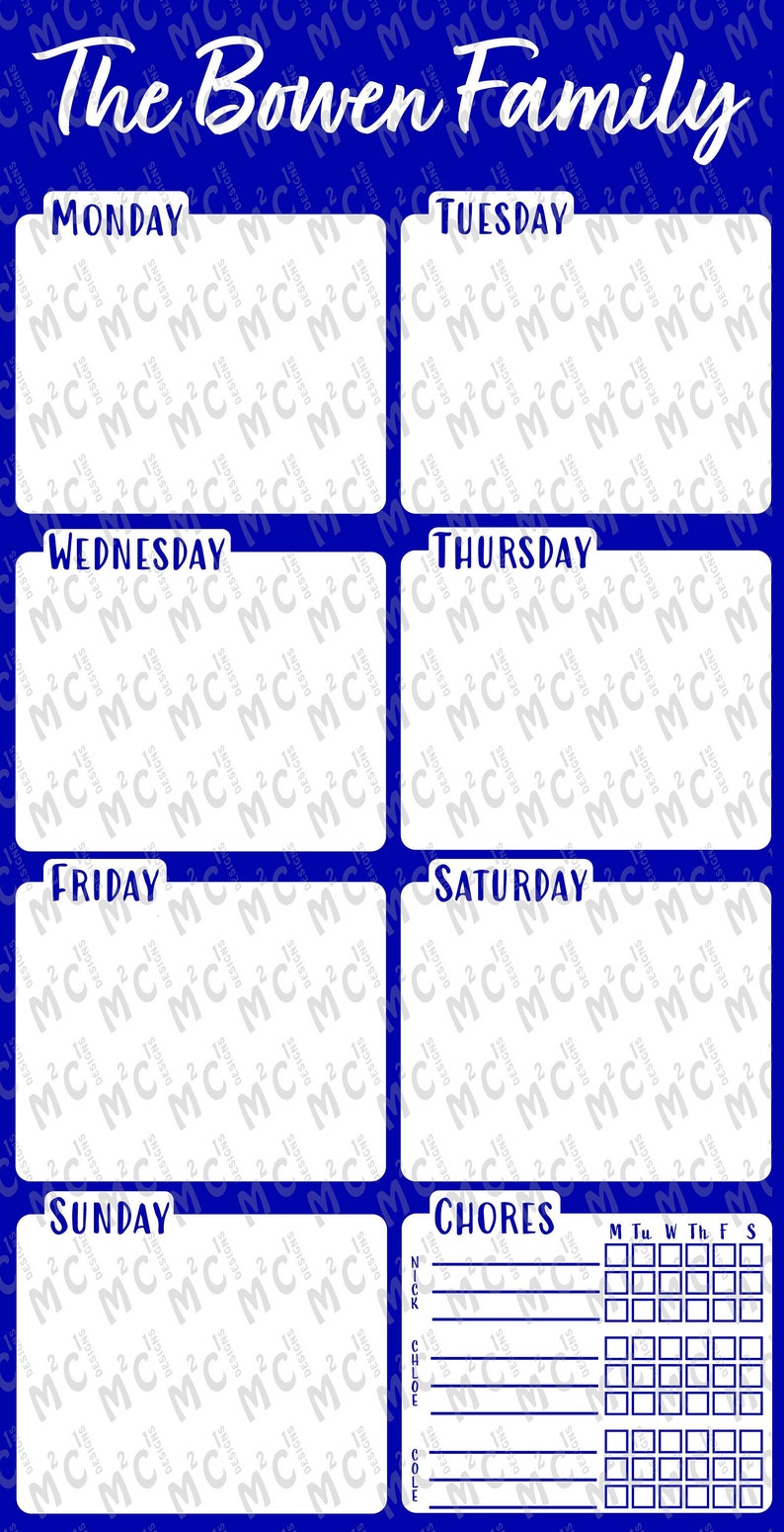 Large Family Chore Chart Decal Kids Chores Calendar Chore - Etsy