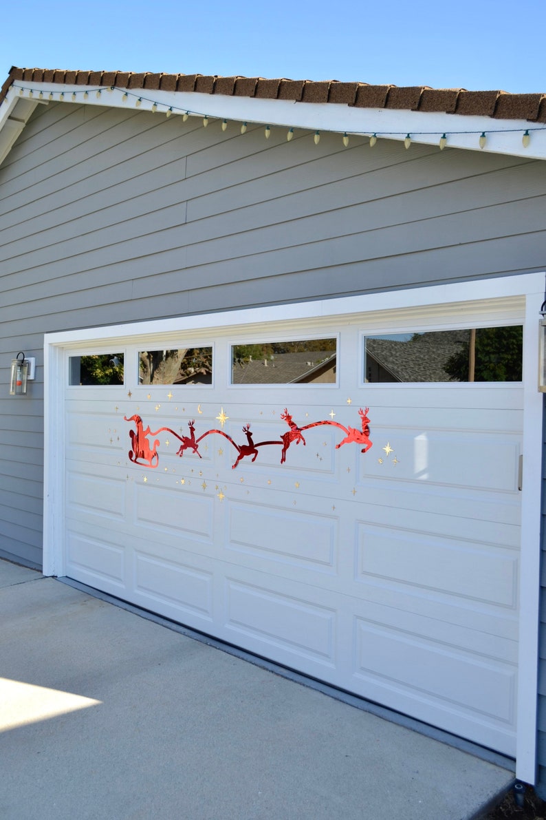 Santa's Sleigh Reindeer Silhouette Garage Magnets: Christmas Decor - Etsy