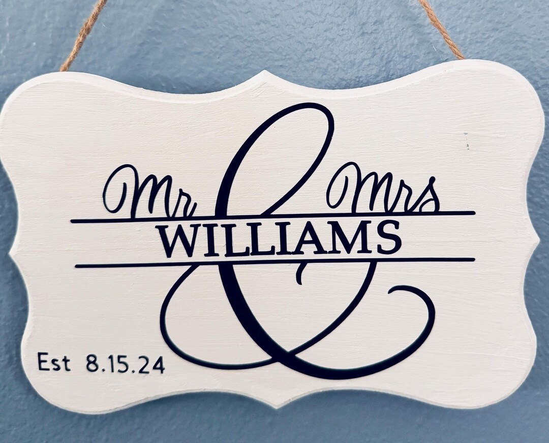 Personalized Mr. & Mrs. Hanging Wood Plaque – Custom Last Name, Wedding ...