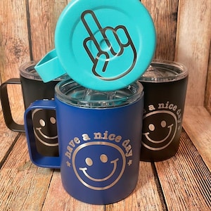 Sarcastic Middle Finger Mug: Engraved Stainless Steel Coffee Cup - Etsy