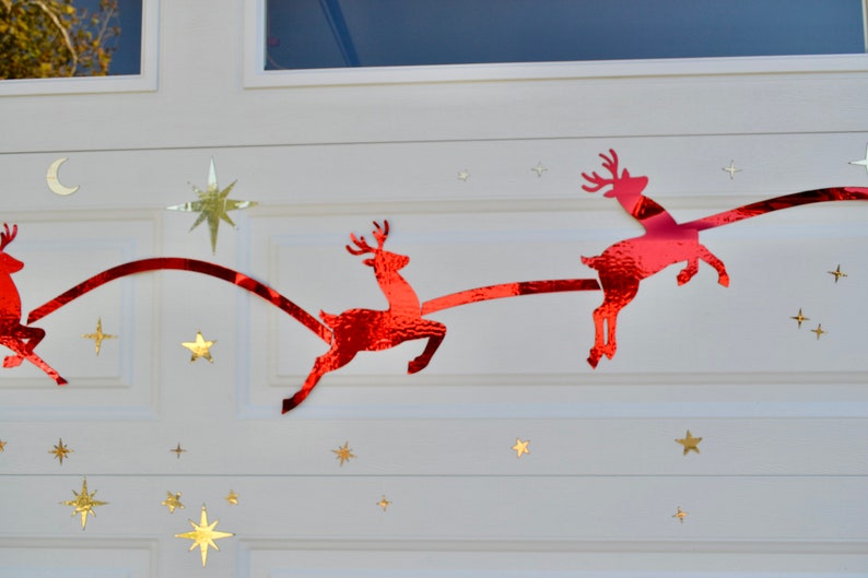 Santa's Sleigh Reindeer Silhouette Garage Magnets: Christmas Decor - Etsy