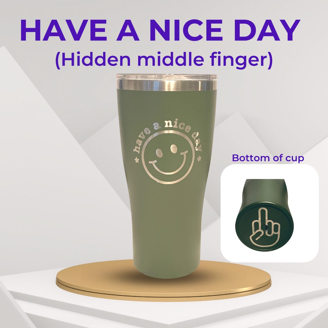 Humorous Stainless Steel Engraved Tumbler: Hidden Middle Finger ...